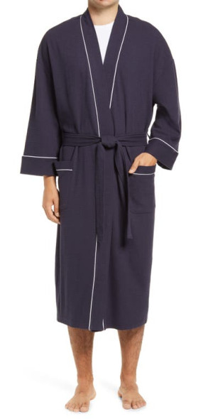 Majestic International - Waffle Knit Robe in Navy at Nordstrom