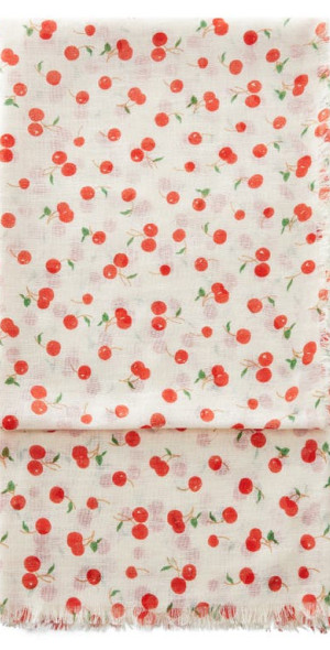 MANGO - Cherry Print Scarf in Off White