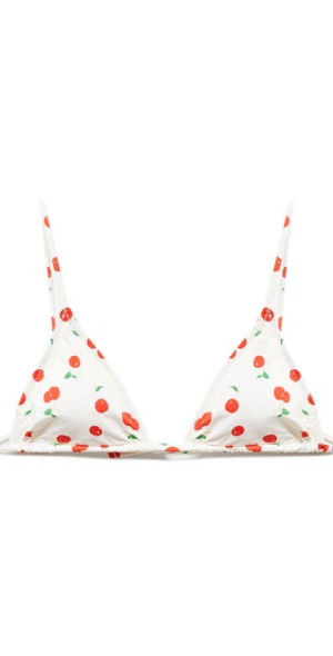 MANGO - Cherry Triangle Bikini Top in White