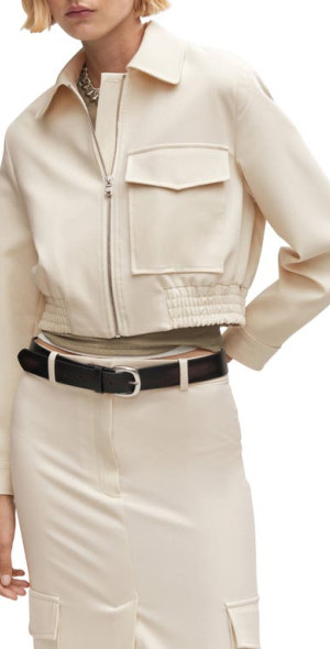 MANGO - Crop Cargo Bomber Jacket in Ecru