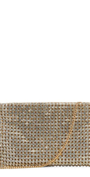 MANGO - Crystal Clutch in Gold