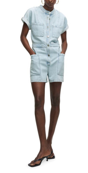 MANGO - Denim Romper in Light Blue