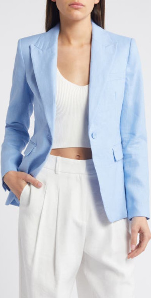 MANGO - Linen Blazer in Blue