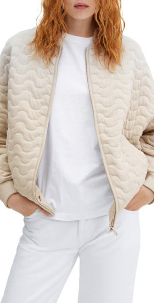 MANGO - Oversize Quilted Bomber Jacket in Beige