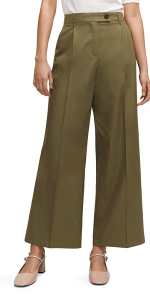 MANGO - Pleated Wide Leg Pants in Green