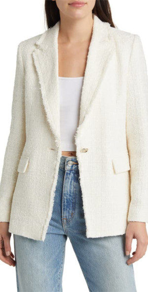 MANGO - Quintin Tweed Blazer in Light Beige