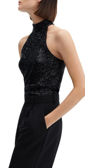 MANGO - Sequin Top in Black