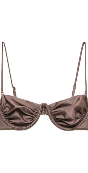 MANGO - Shiny Underwire Bikini Top in Brown
