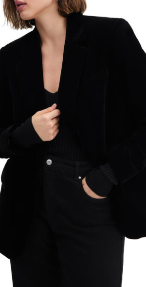 MANGO - Velvet Blazer in Black