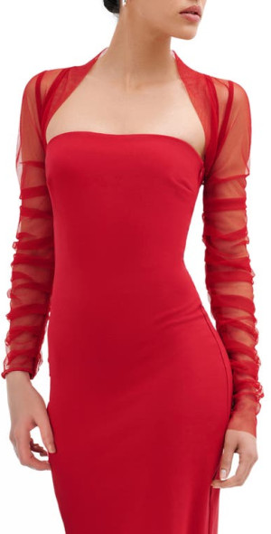 Marcella - Madison Sheer Mesh Bolero in Red