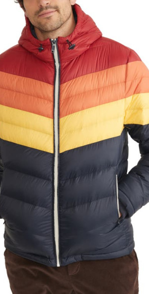 Marine Layer - Archive Portillo Down Puffer Jacket in Sunset Colorblock ...