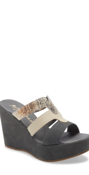 Matisse - Gillian Platform Wedge Slide Sandal in Charcoal Suede at ...