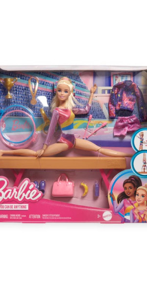 Mattel - Barbie Gymnastics Playset with Doll, Balance Beam & 10 ...