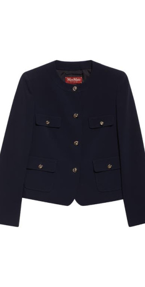 Max Mara Studio - Yana Knot Button Cady Crop Jacket in Navy at ...