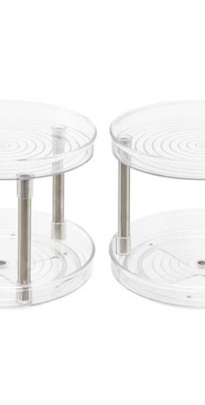mDesign - Spinning 2-Tier Lazy Susan Turntable Storage Tower - 2 Pack ...