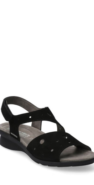 Mephisto - Phiby Wedge Sandal in Black Nubuck Leather at Nordstrom