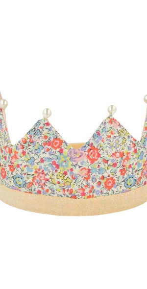 Meri Meri - Liberty Floral Print & Imitation Pearl Trim Party Crown in ...