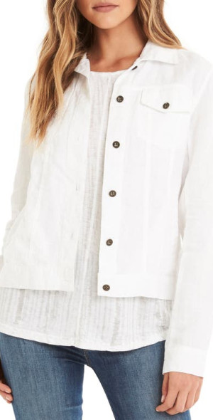 Michael Stars Linen Denim Jacket in White at Nordstrom