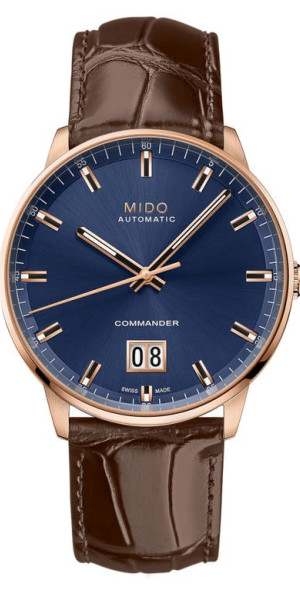 MIDO - Commander Big Date Automatic Croc Embossed Leather Strap Watch ...