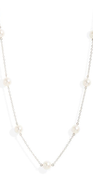Mikimoto - Akoya Pearl Station Chain Necklace in White Gold