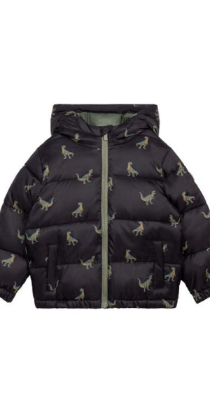 MILES THE LABEL - Dino Print Packable Puffer Jacket in Black at Nordstrom