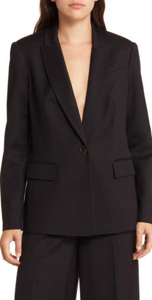 Milly - Alexa One-Button Twill Jacket in Black