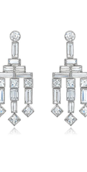 Mindi Mond - Frenchie Diamond Chandelier Earrings in Platinum
