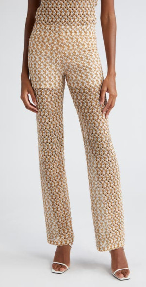Missoni - Metallic Knit Sheer Ankle Trousers in White And Dark Gold