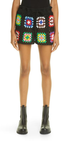 MONSE - Granny Square Crochet Shorts in Black at Nordstrom