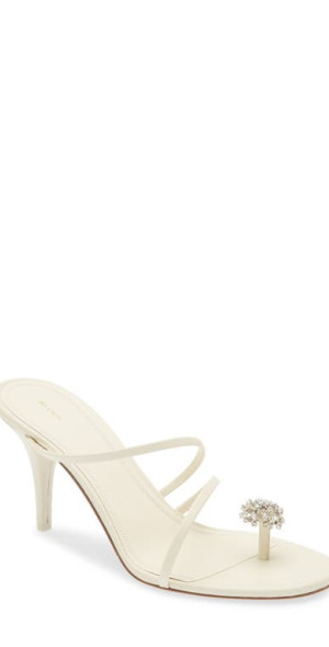 NEOUS - Crystal Embellished Toe Loop Sandal in White