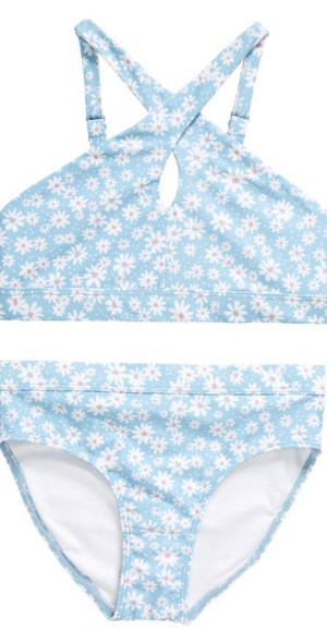 Nordstrom - Kids' Floral Crossover Halter Neck Two-Piece Swimsuit in ...