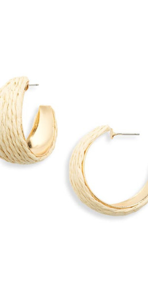 Nordstrom - Raffia Hoop Earrings in Beige
