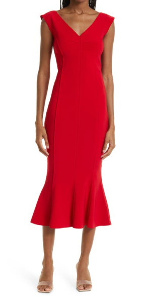 Norma Kamali - Grace Midi Trumpet Dress in Red at Nordstrom