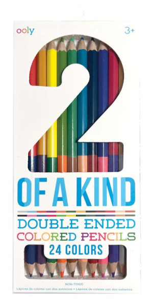 OOLY - 12-Pack 2 of a Kind Double Ended Color Pencils in Rainbow Multi ...