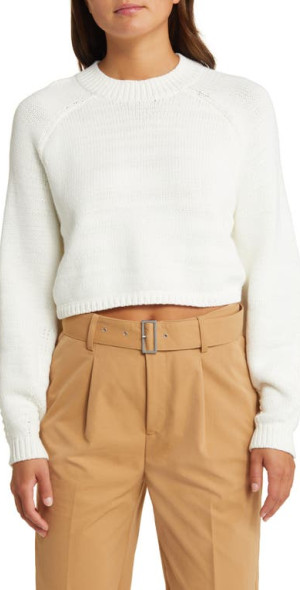 Open Edit - Open Back Crewneck Sweater in Ivory