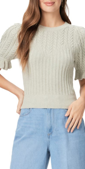 PAIGE - Ansa Puff Sleeve Sweater in Pale Sage