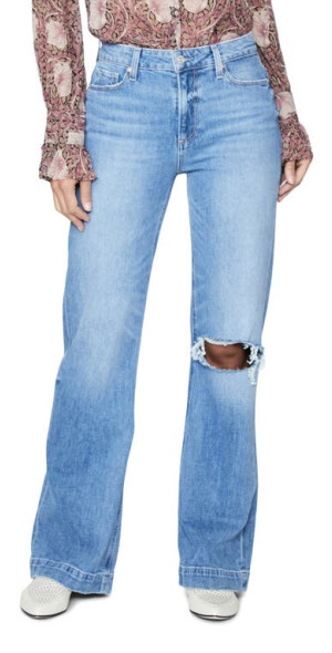 PAIGE - Leenah Ripped High Waist Wide Leg Jeans in Rckondest at Nordstrom
