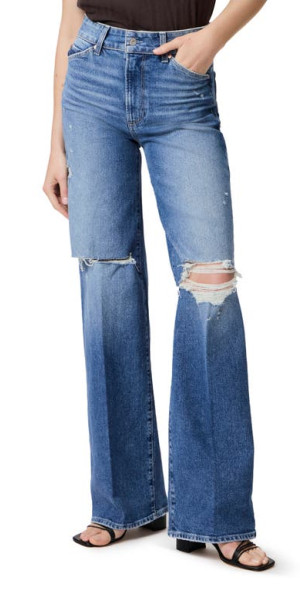 PAIGE - Sasha Ripped High Waist Wide Leg Jeans in Zahara Destructed