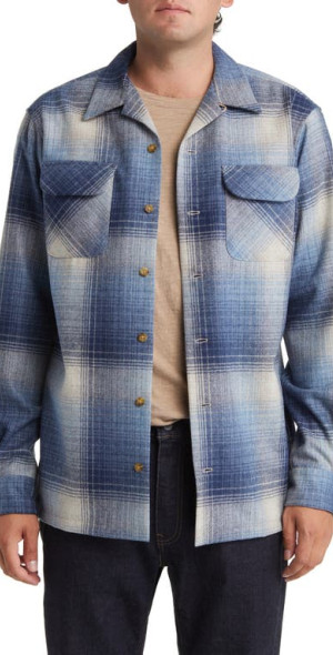 Pendleton - Board Virgin Wool Flannel Shirt in Blue Mix Ombre at Nordstrom