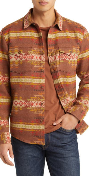 Pendleton - La Pine Wool Overshirt in Highland Peak Brown Multi