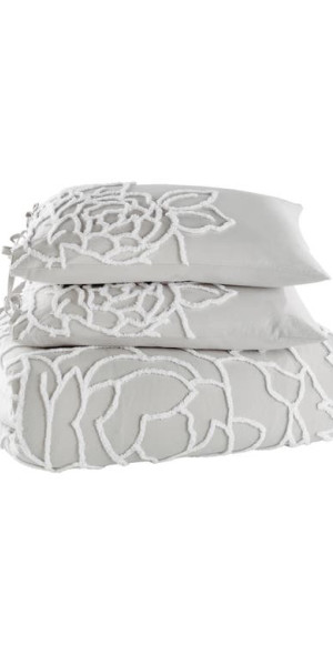 Peri Home - Chenille Rose Duvet Cover & Shams Set in Grey