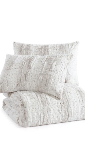 Peri Home - Snow Leopard Faux Fur Comforter & Shams Set in Ivory