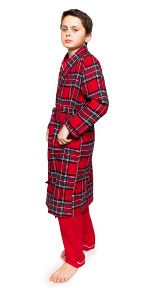 Petite Plume - Kids' Imperial Tartan Robe in Red at Nordstrom