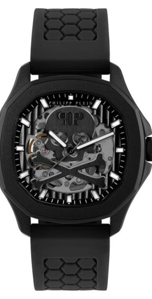 PHILIPP PLEIN - Skeleton Spectre Silicone Strap Watch, 42mm in Ip Black