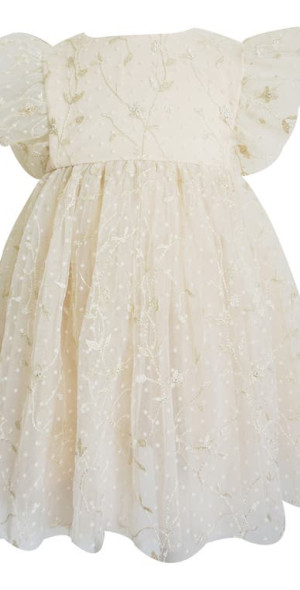 Popatu - Floral Embroidered Tulle Overlay Dress in Ivory at Nordstrom