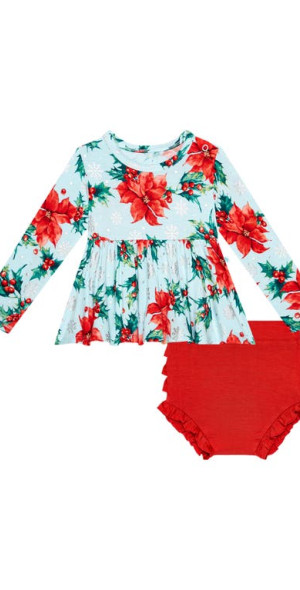 Posh Peanut - Kids' Winter Lily Peplum Long Sleeve Dress & Bloomers Set ...