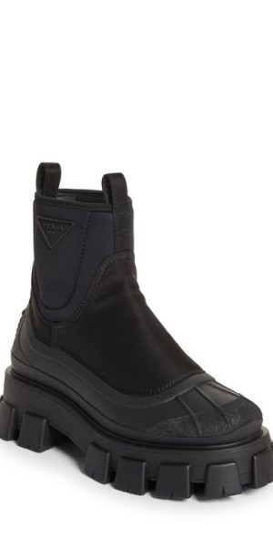 Prada - Logo Monolith Duck Boot in Nero at Nordstrom