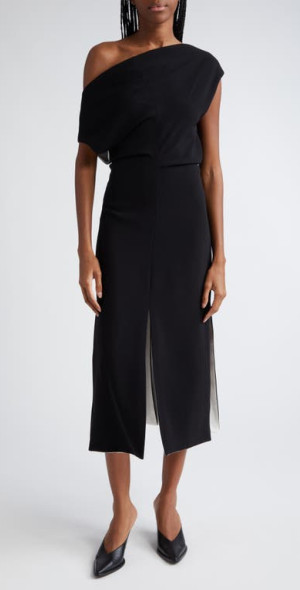 Proenza Schouler - Rosa Off the Shoulder Matte Crepe Midi Dress in Black