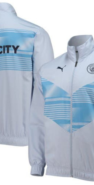 PUMA - Men's Puma Sky Blue Manchester City 2022/23 Pre-Match Full-Zip ...