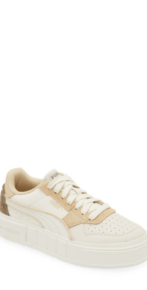 PUMA - Cali Court Platform Sneaker in Warm White-Almond-Cashew